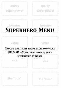 Superhero Menus (10 different menus) | Life Outside The Box